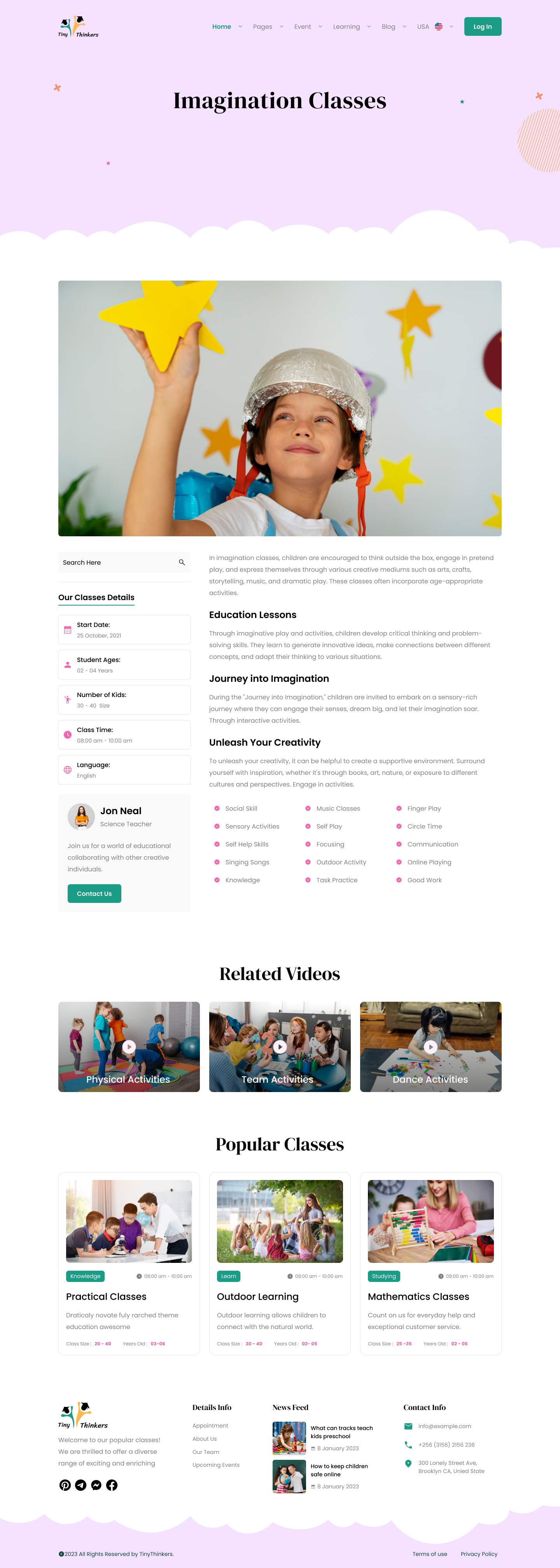 TinyThinkers - Children Kindergarten School Education Figma Design Template by posimyththemes